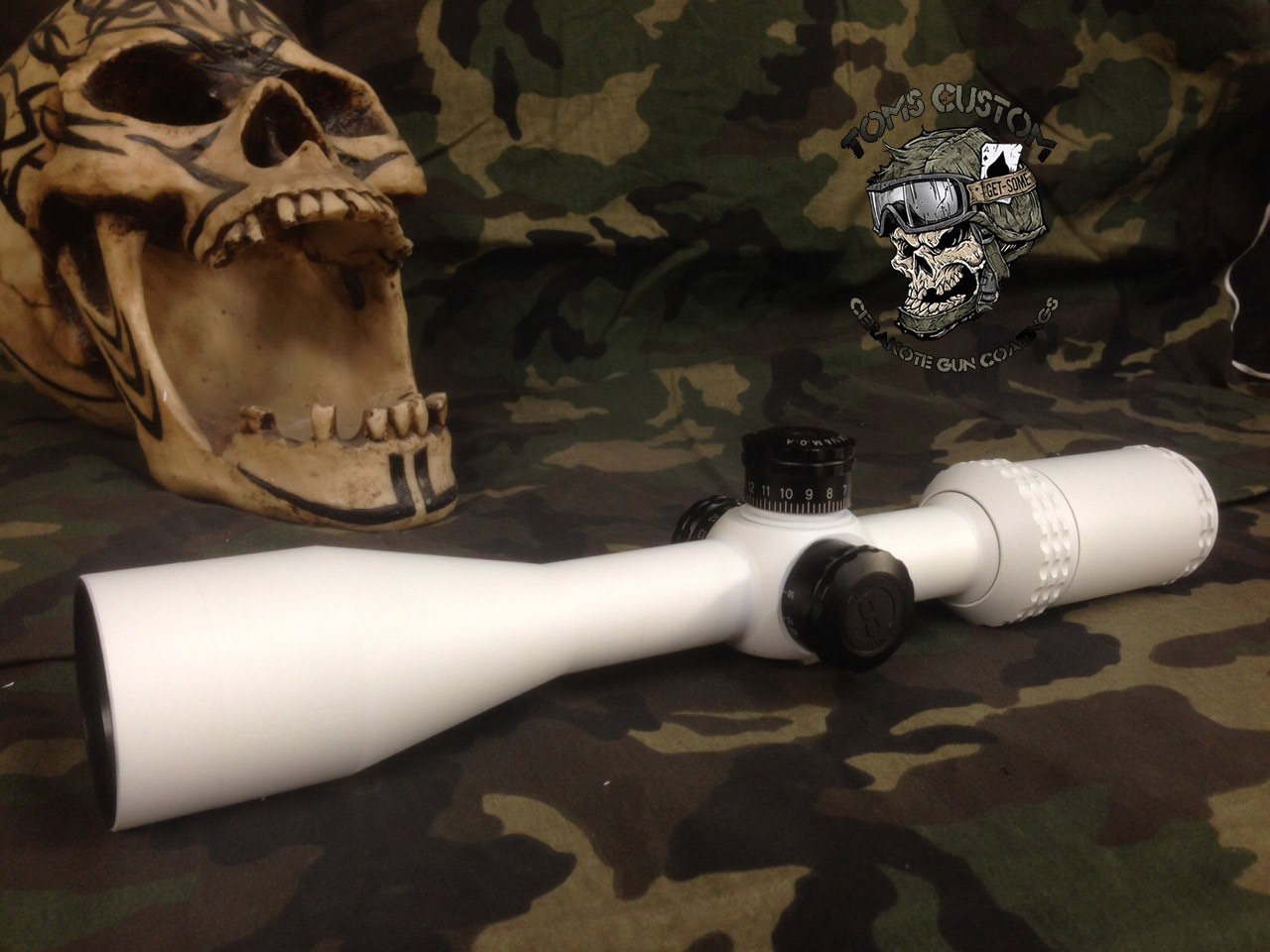 Custom Bright White Cerakote Coated Scope - Toms Custom Guns