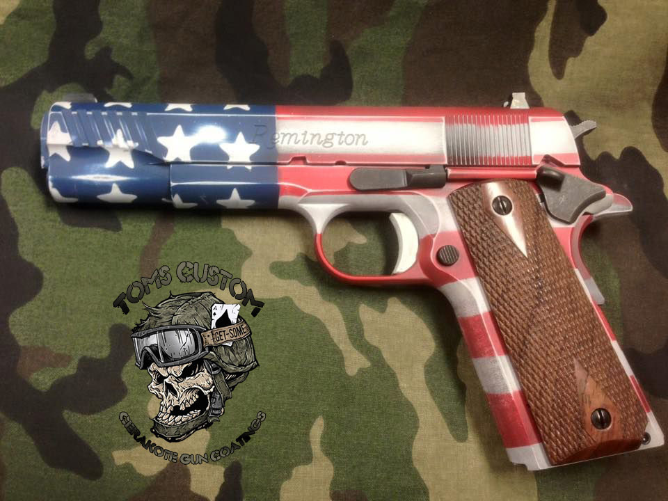 Distress Flag Cerakote on 1911 - Toms Custom Guns