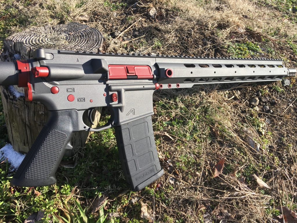 Custom AR In Tungsten and Crimson Red - Toms Custom Guns